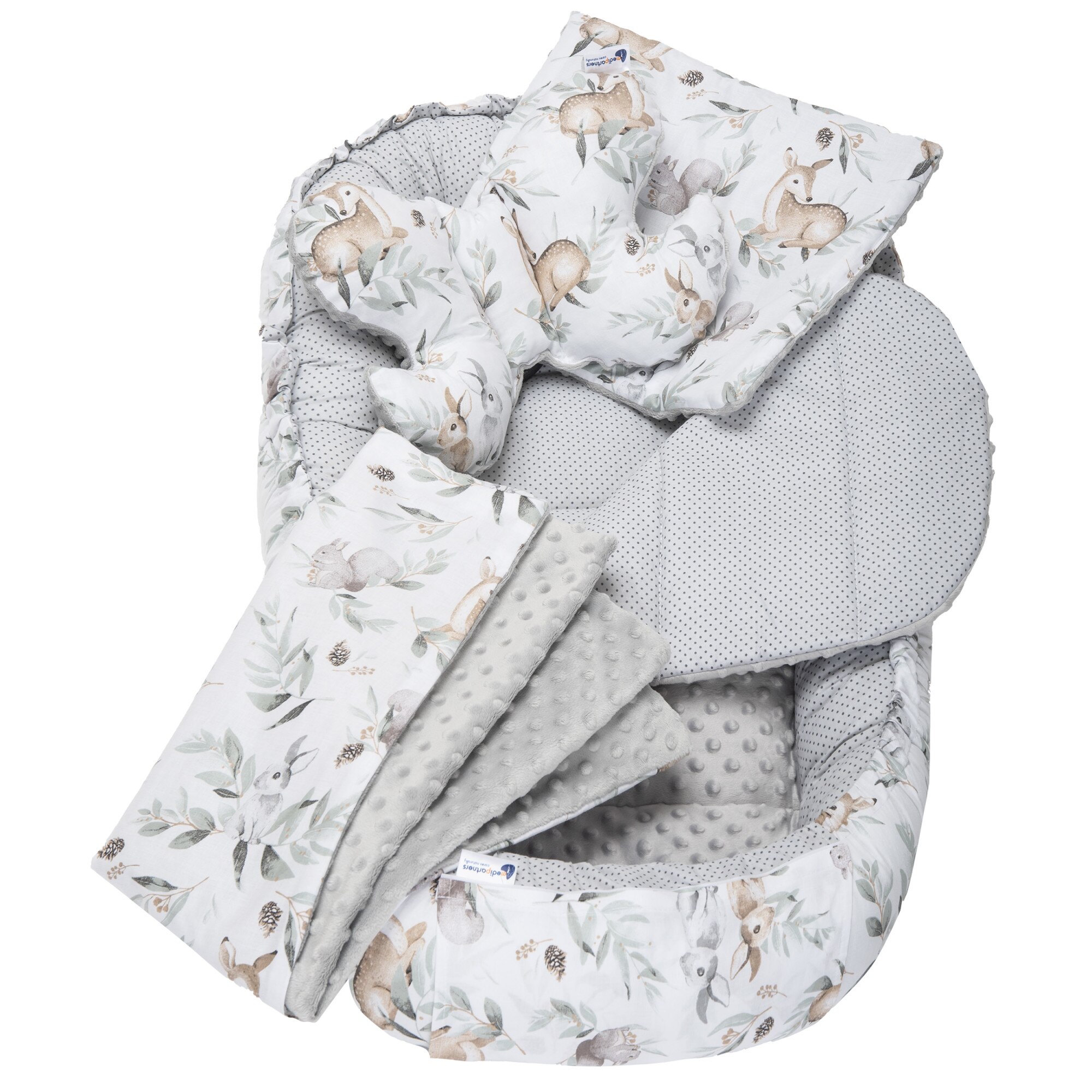 Set de 5 piese Cosulet bebe, Medi Partners, Model Caprioare in frunze ...