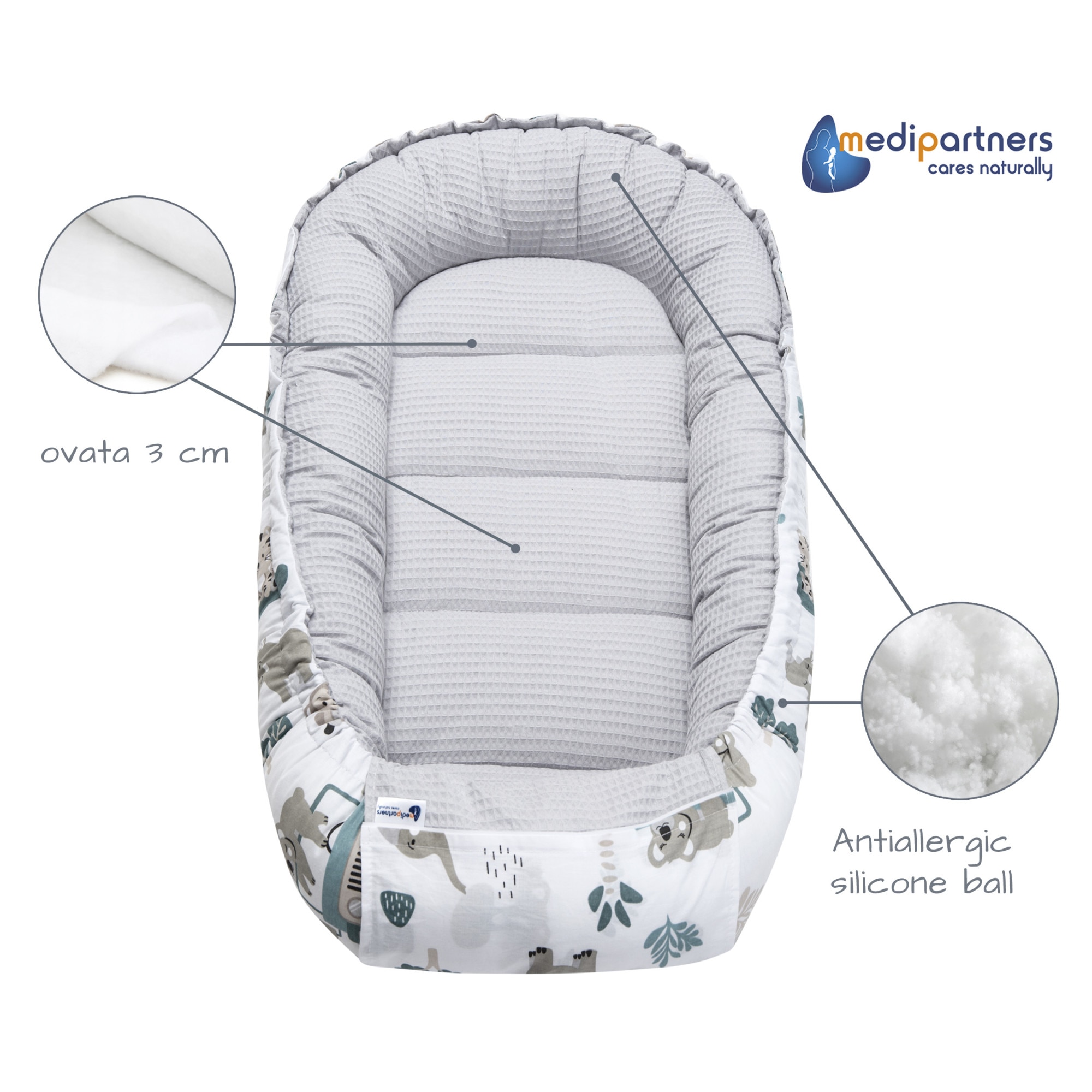 Cosulet bebe, Medi Partners, Model de Mint Zoo, bumbac/vafe ...