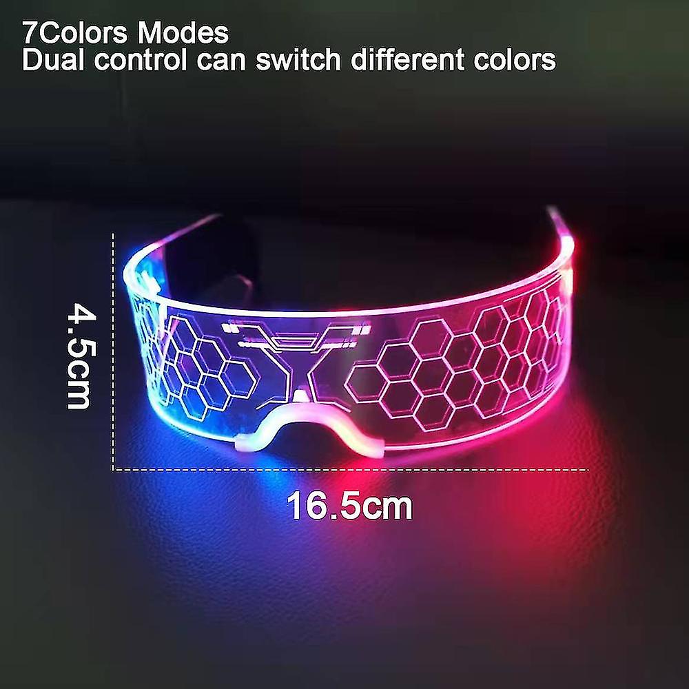 Ochelari pentru petrecere LED, 7 Culori, 21 efecte iluminare, Control ...