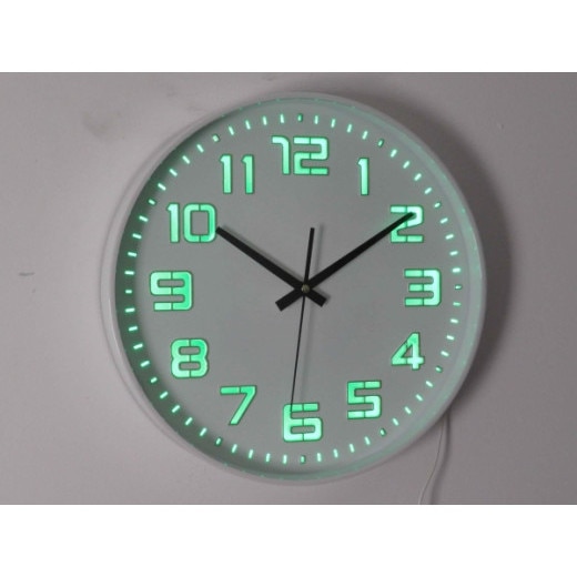 Ceas de perete cu ecran iluminat LED, 35 cm, mecanism silentios, LED ...