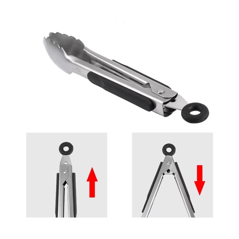 Cleste pentru gratar, Inox, 34 cm, Argintiu/Negru - eMAG.ro