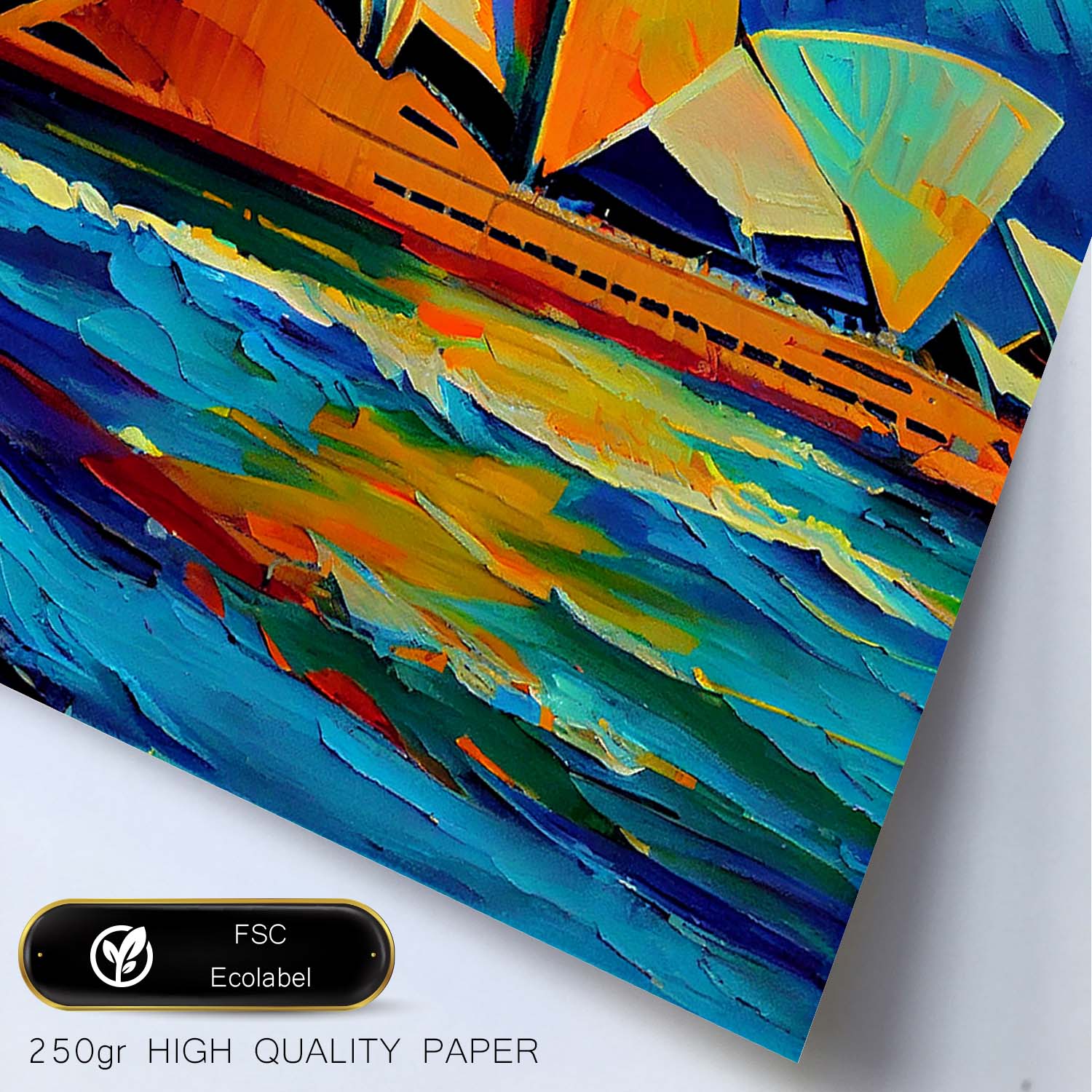 Poster pictura Opera din Sydney, Nacnic, Cu rama neagra, A4, Multicolor ...