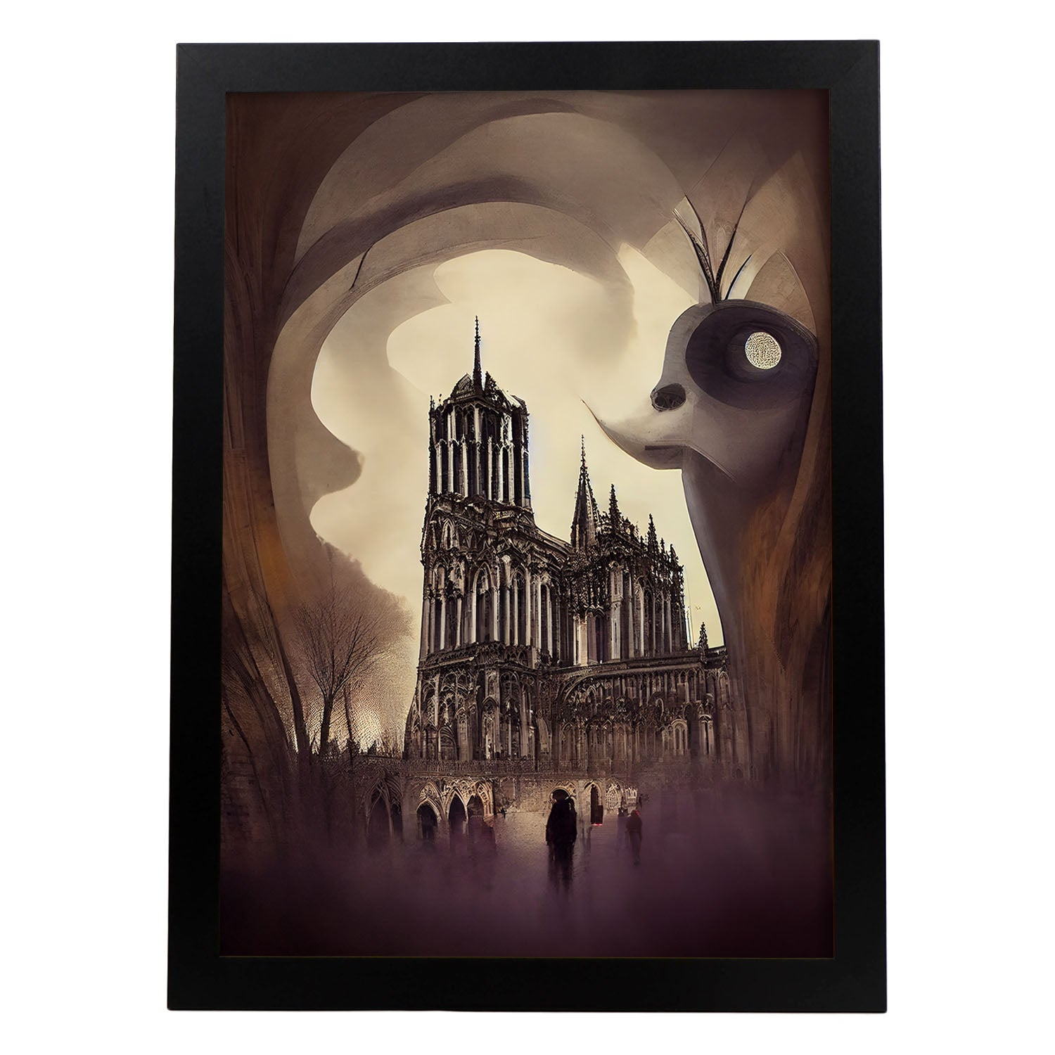 Nacnic Print Notre Dame Creativ in stilul lui T. Burton, Rama neagra A4 ...