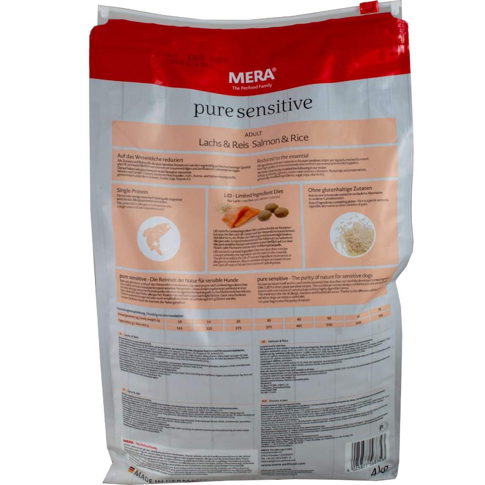 Храна за кучета Mera Pure Sensitive Adult, Сьомга и ориз, 4 кг - eMAG.bg