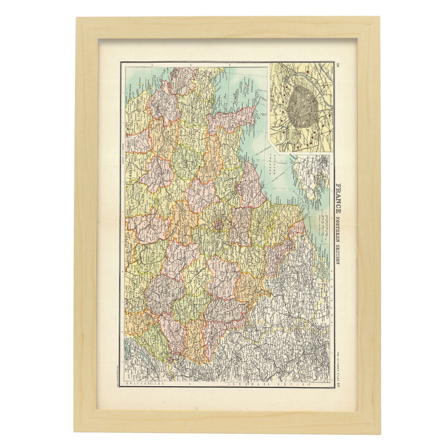 Poster, stil vintage, Harta Frantei de Nord, A4, 17958-1-A4-CM-ALB ...