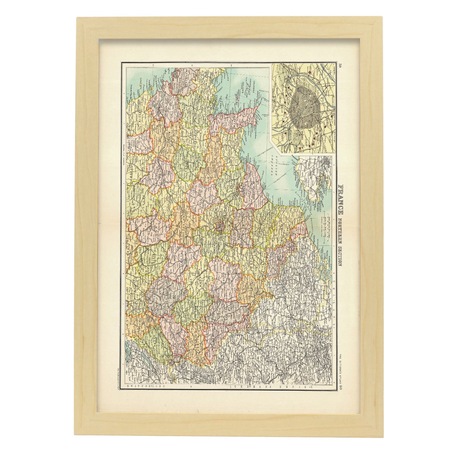 Poster, stil vintage, Harta Frantei de Nord, A4, 17958-1-A4-CM-ALB ...