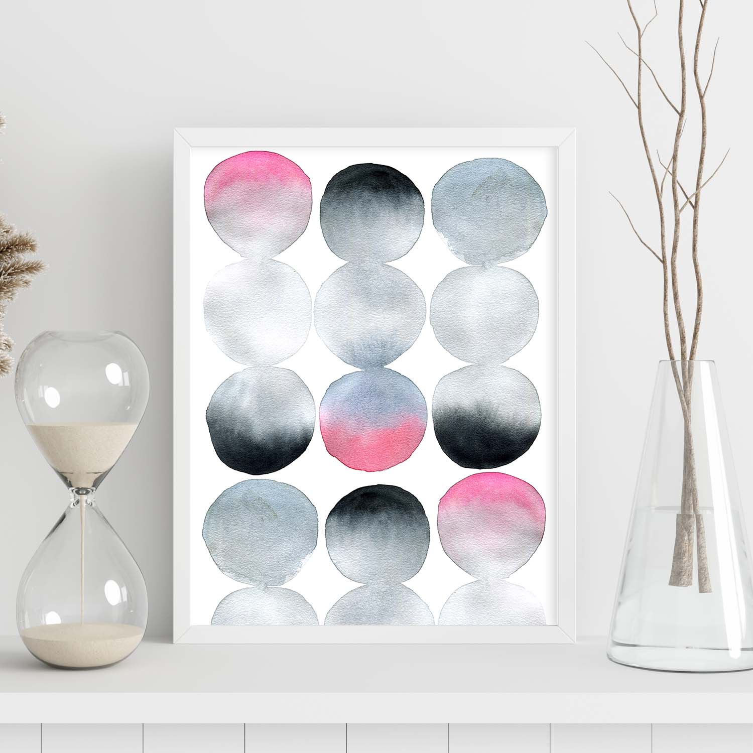 Poster abstract roz negru gri, foaie colorata cu design nordic - eMAG.ro