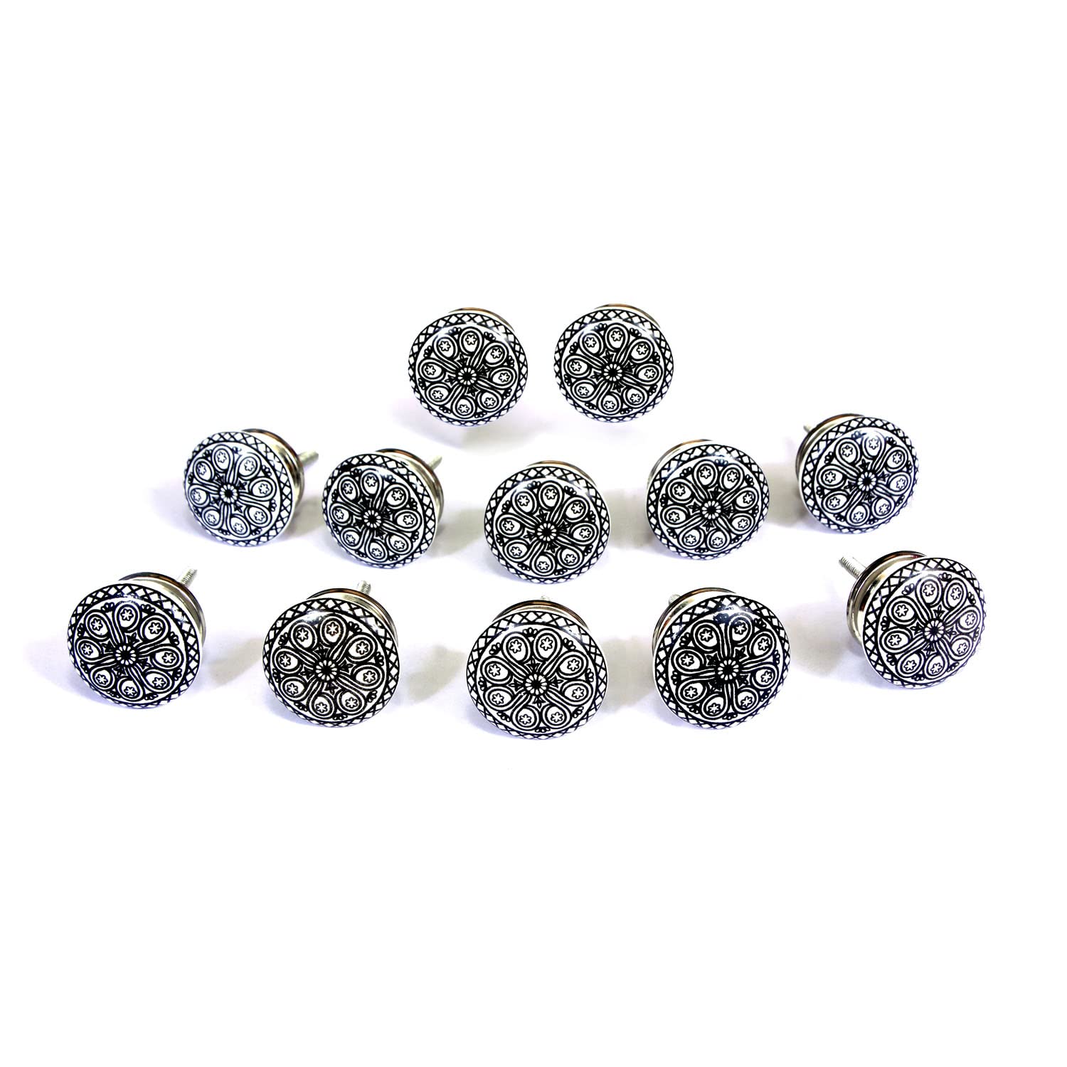 Set12 butoni pentru mobila, Nacnic, Ceramica, 40mm, Alb/Negru - eMAG.ro