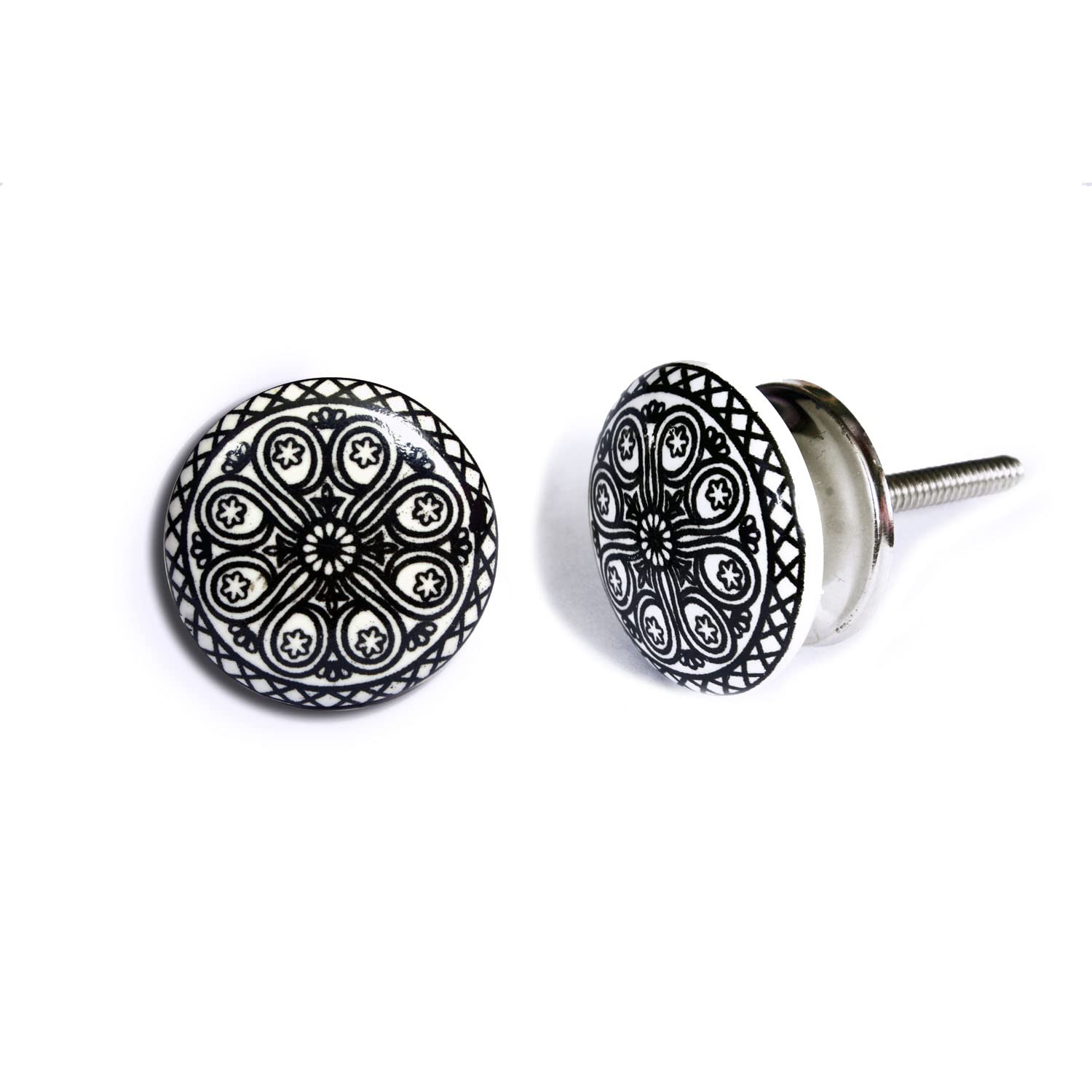 Set12 butoni pentru mobila, Nacnic, Ceramica, 40mm, Alb/Negru - eMAG.ro