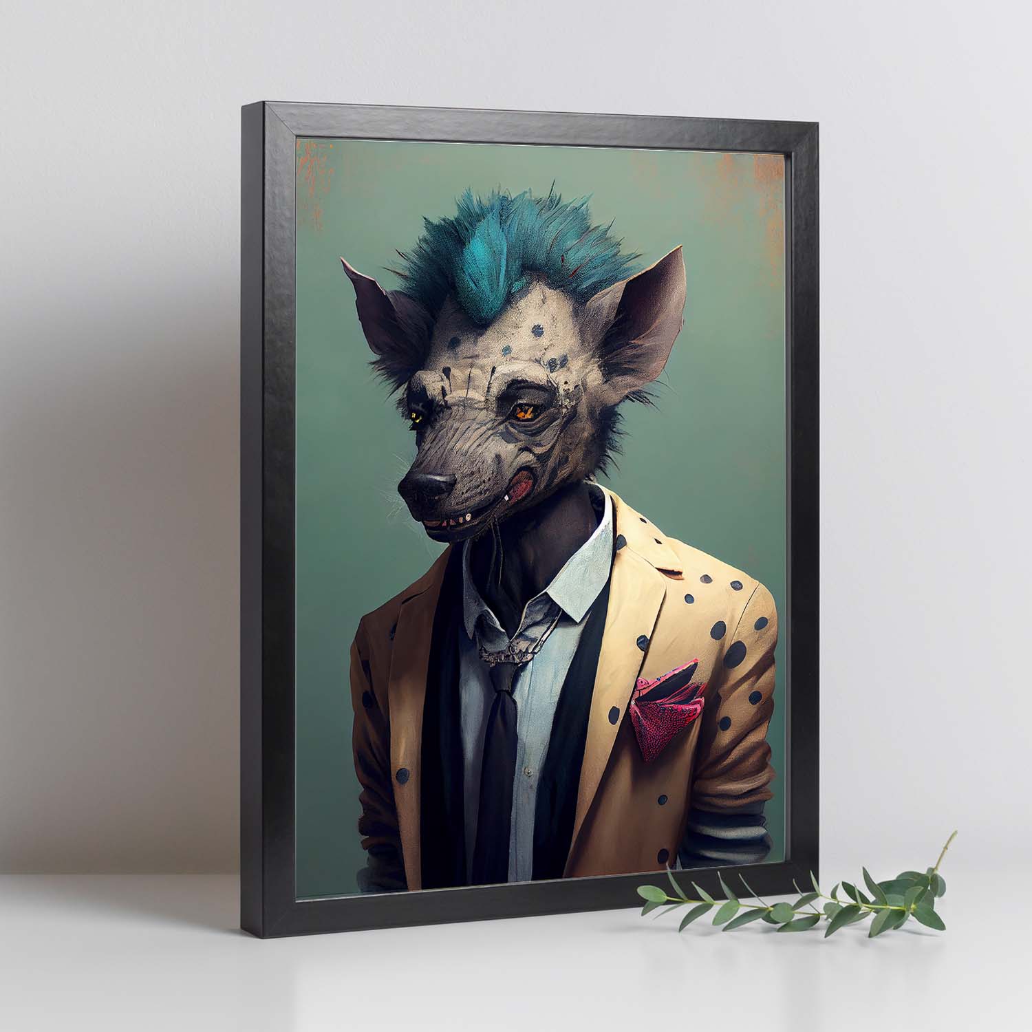 Tablou, Nacnic, Hyena, Rama A4, neagra, 101232-1-A4-CM-NEGRU - eMAG.ro