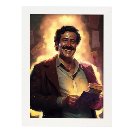 Tablou, Nacnic, Pablo Escobar in stil Portret color, A4, Alb - eMAG.ro