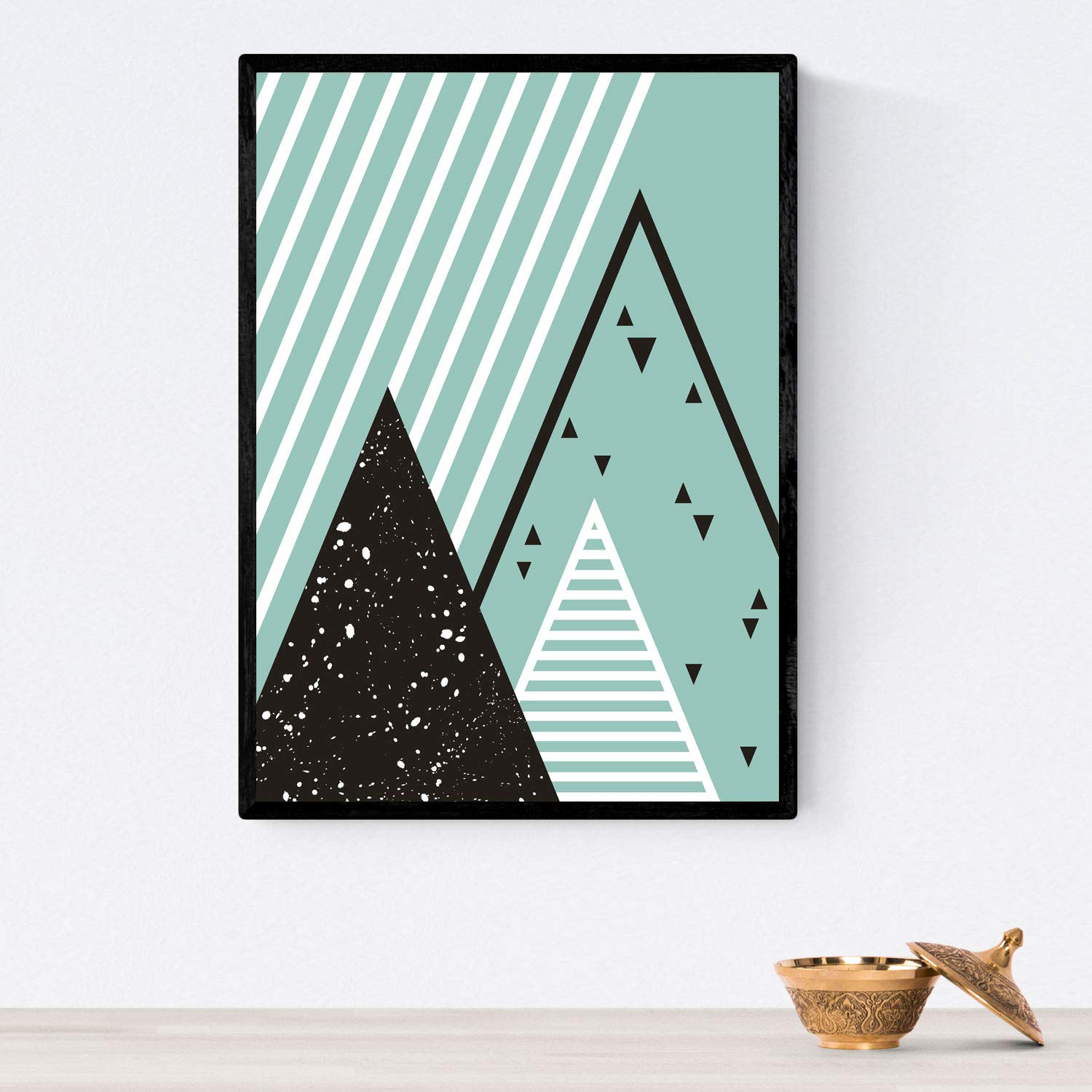 Tablouri, MUNTI GEOMETRICI. NORDIC, stil scandinav. Rama Neagra Alba ...