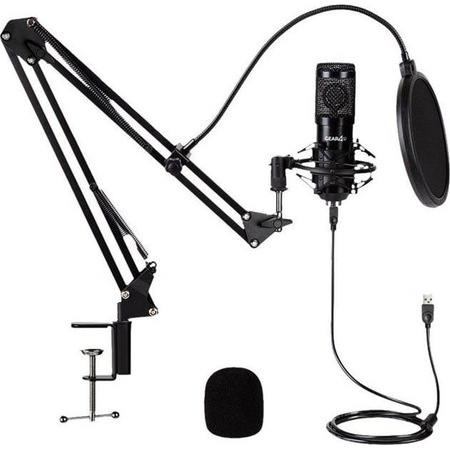 Set microfon si casti studio, Gear4U, USB, Trepied, Negru - eMAG.ro