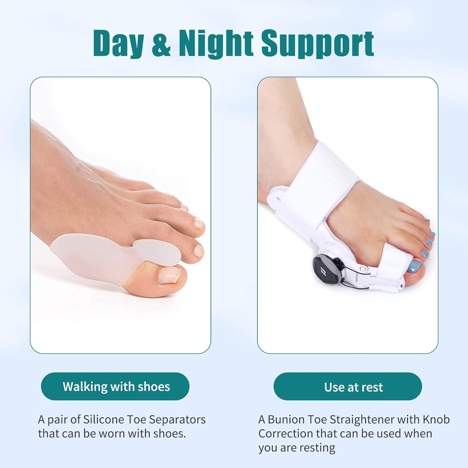 Suport corector pentru degete picioare, Silicon, Marime universala, Alb ...