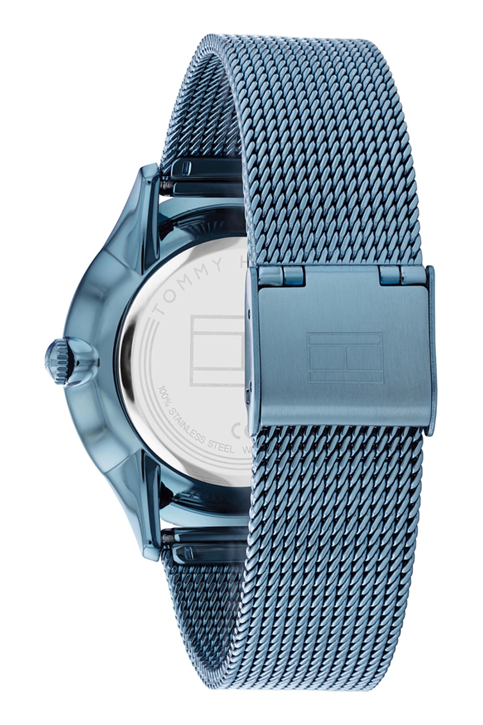 Tommy Hilfiger, Часовник от неръждаема стомана с верижка, Бледосин ...