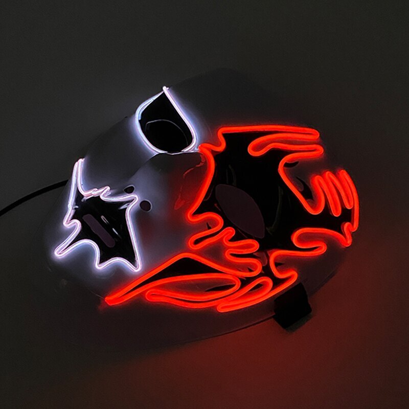 Masca LED Party, Festival, Halloween cu 3 moduri de iluminat, Alb ...
