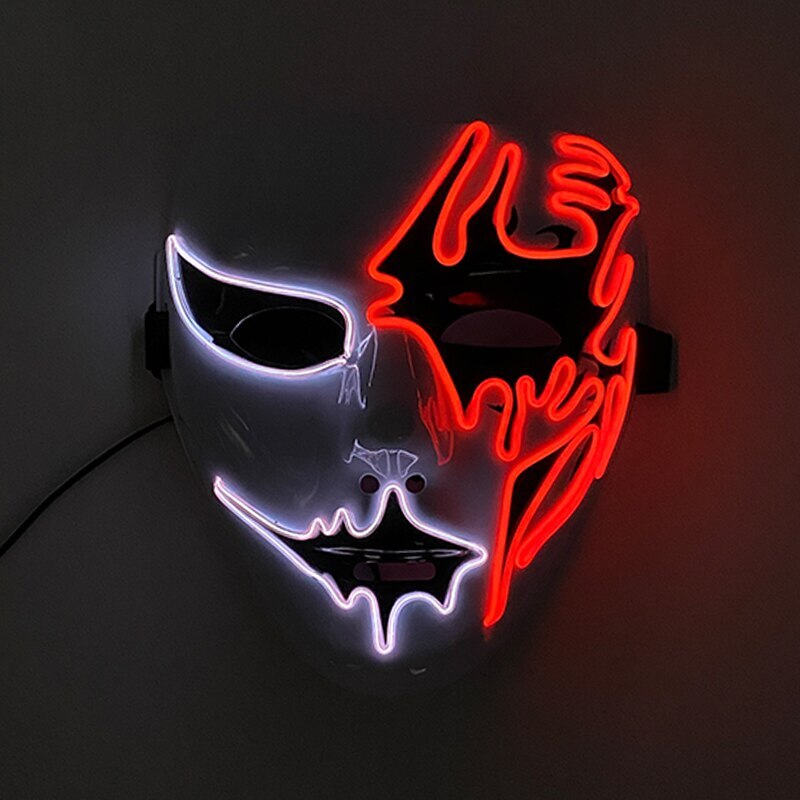 Masca LED Party, Festival, Halloween cu 3 moduri de iluminat, Alb ...