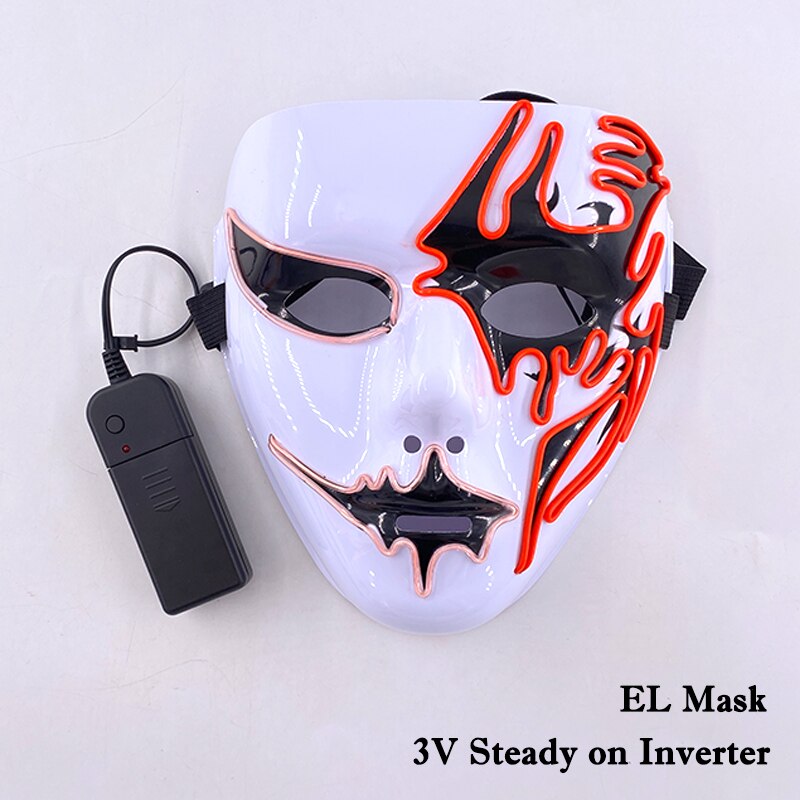 Masca LED Party, Festival, Halloween cu 3 moduri de iluminat, Alb ...