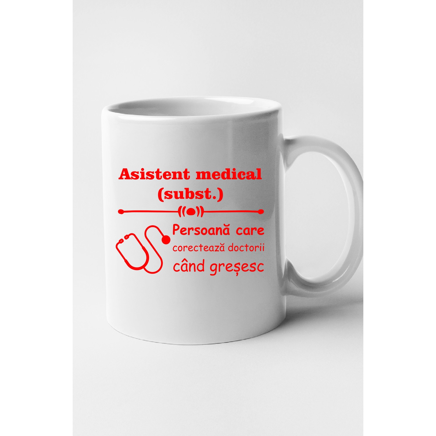 Cana personalizata cu imprimeu Asistent medical, Ceramica, 330 ml ...