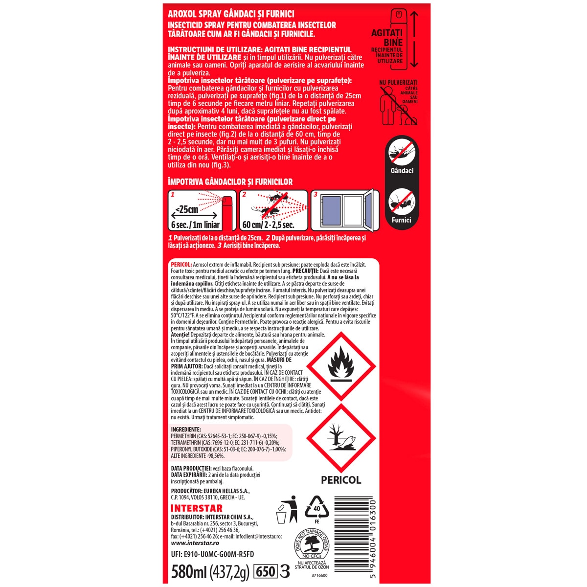 Spray impotriva gandacilor si furnicilor Aroxol, 580 ml - eMAG.ro