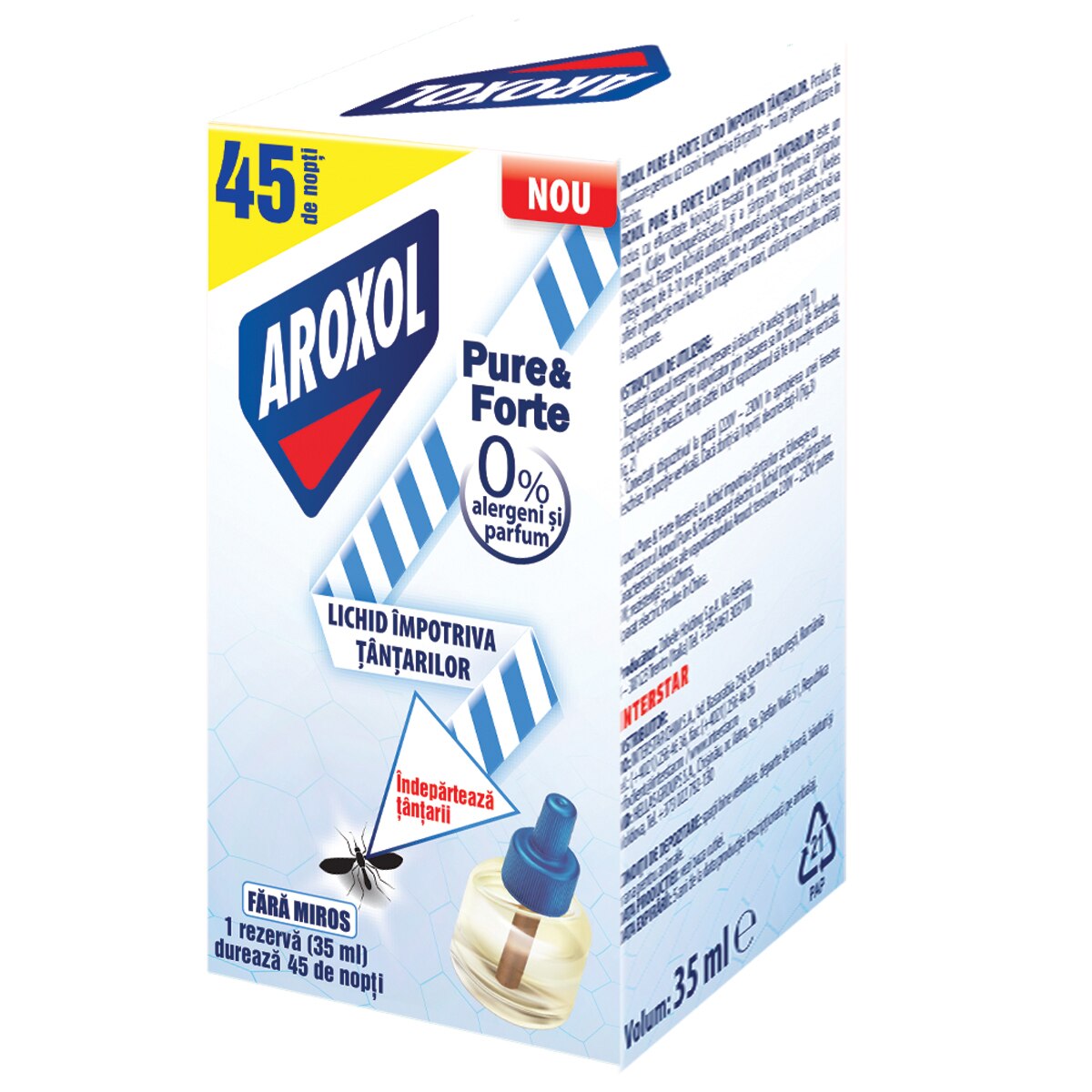 Rezerva lichida impotriva tantarilor Aroxol Pure&Forte, 1 buc, 45 nopti ...