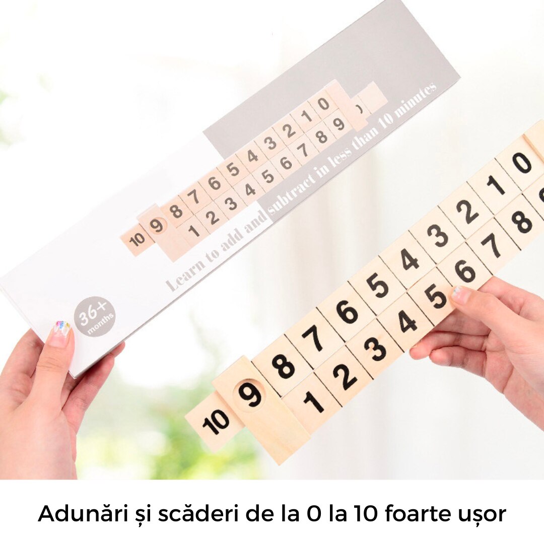 Joc Montessori Matematica, Invatare Adunari Simple, Lemn Natur - eMAG.ro