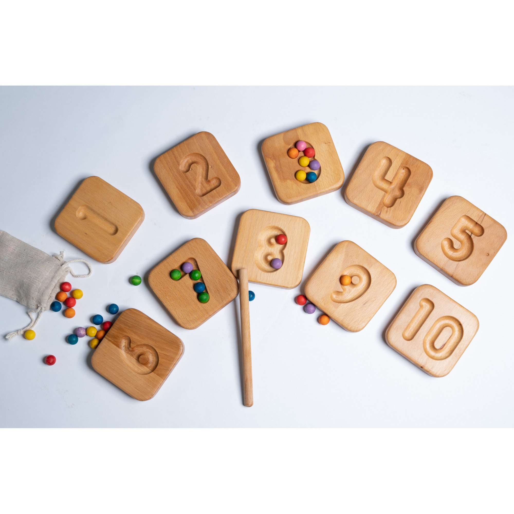 Joc educativ Montessori, Set reversibil de numeratie si trasare a ...