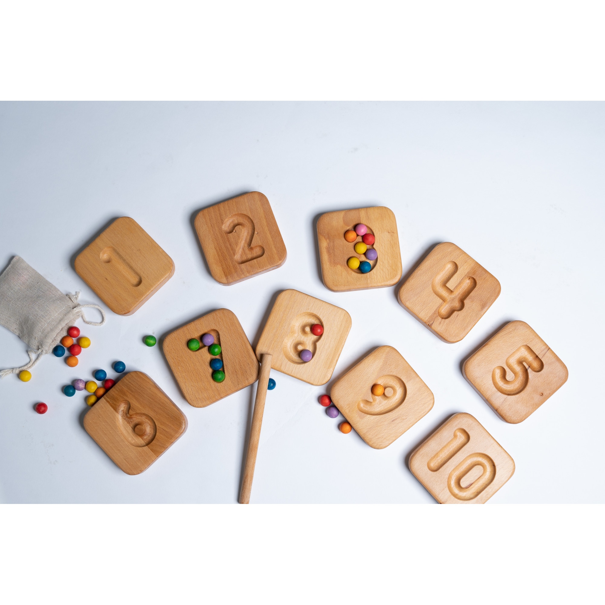 Joc educativ Montessori, Set reversibil de numeratie si trasare a ...