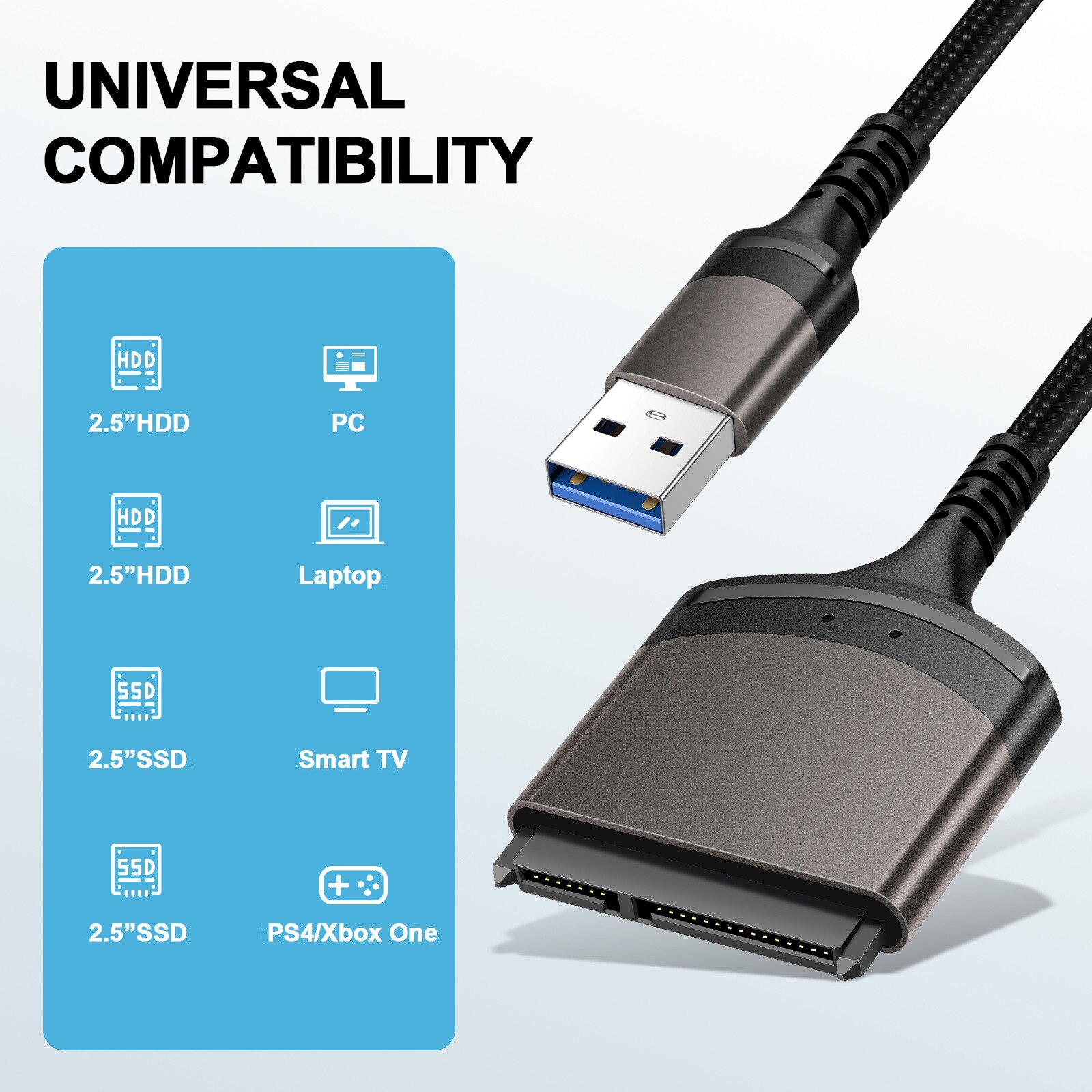 Adaptor USB la SATA, Pentru HDD/SSD 2.5 ", Negru - eMAG.ro