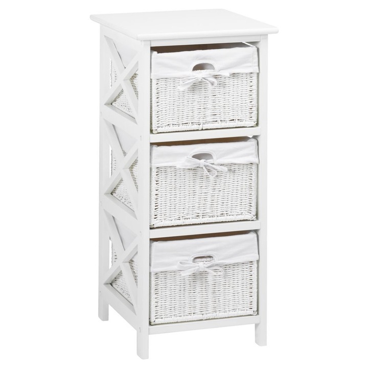 Comoda Oure, Jysk, Bumbac/MDF, 3 sertare, 36 x 76 x 37 cm, Alb - eMAG.ro