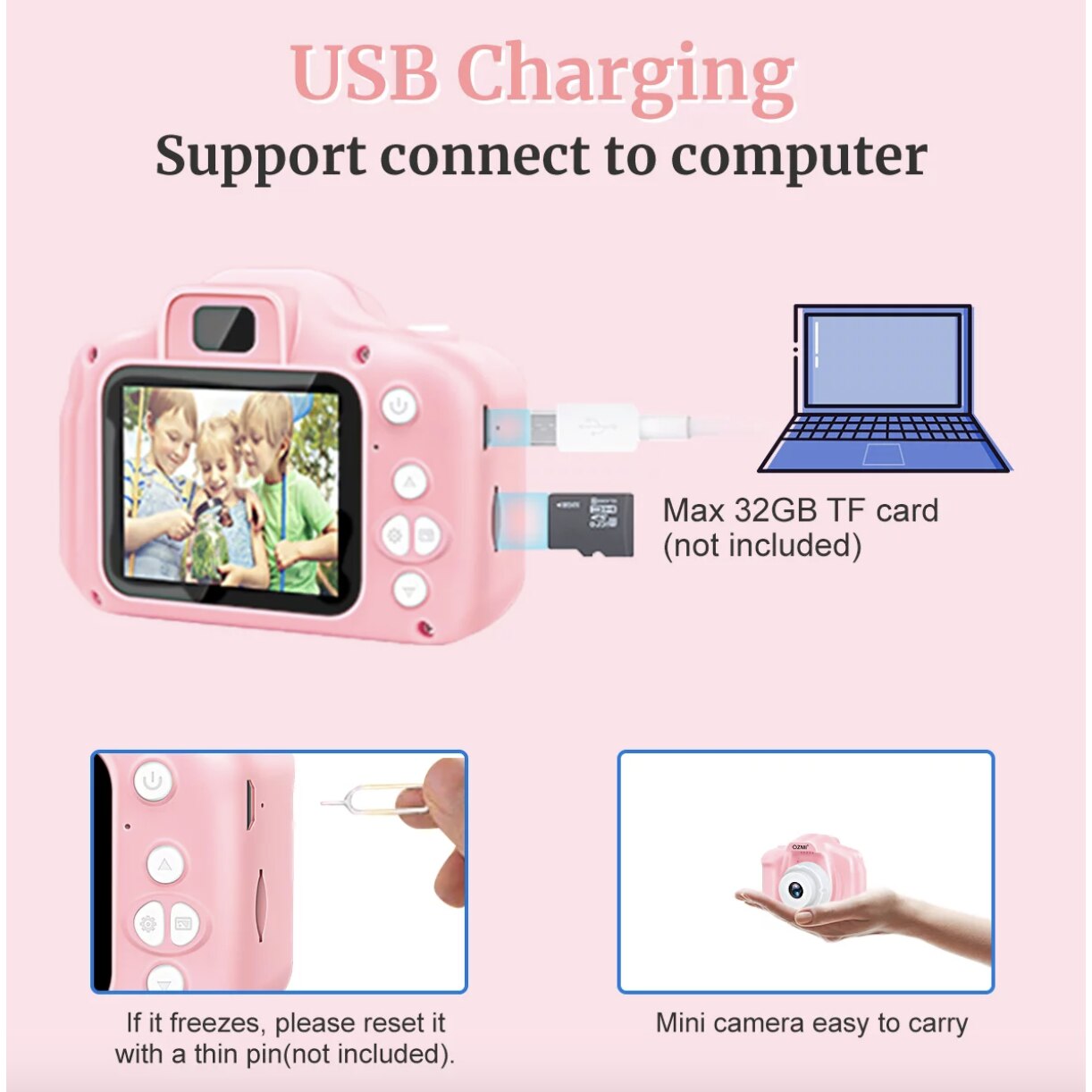 Camera foto/video, pentru copii, Dual Camera, Efecte Multiple, Jocuri ...