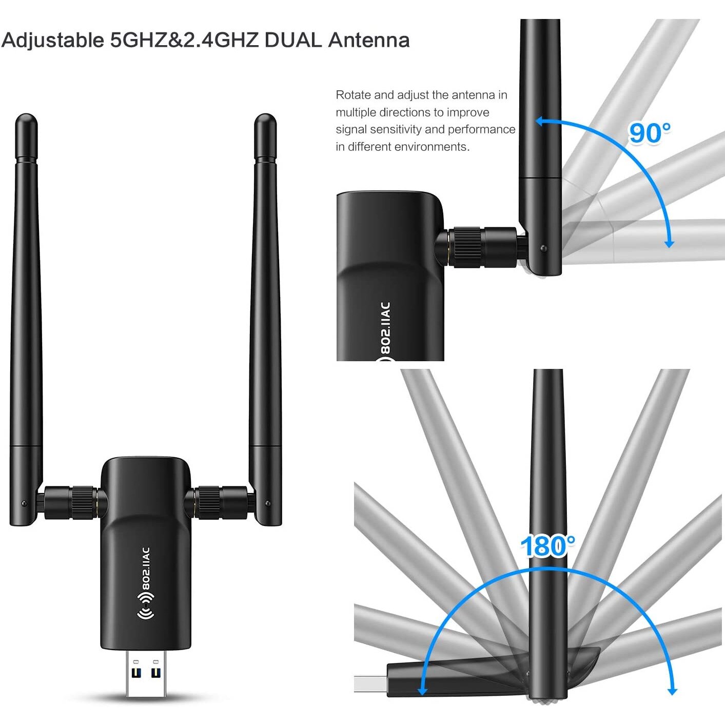 Adaptor Wireless EvoSmart™ P2 Pro, Dual-Band, 1300Mbps, WiFi Ethernet ...