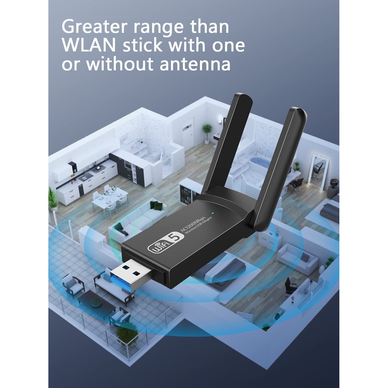 Adaptor Wireless EvoSmart™ P1, Dual-Band, WiFi Ethernet, 1200Mbps, USB ...