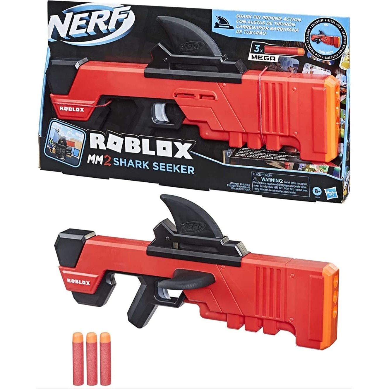 Pusca Nerf Roblox - Mm2 Shark Seeker, 3 proiectile - eMAG.ro