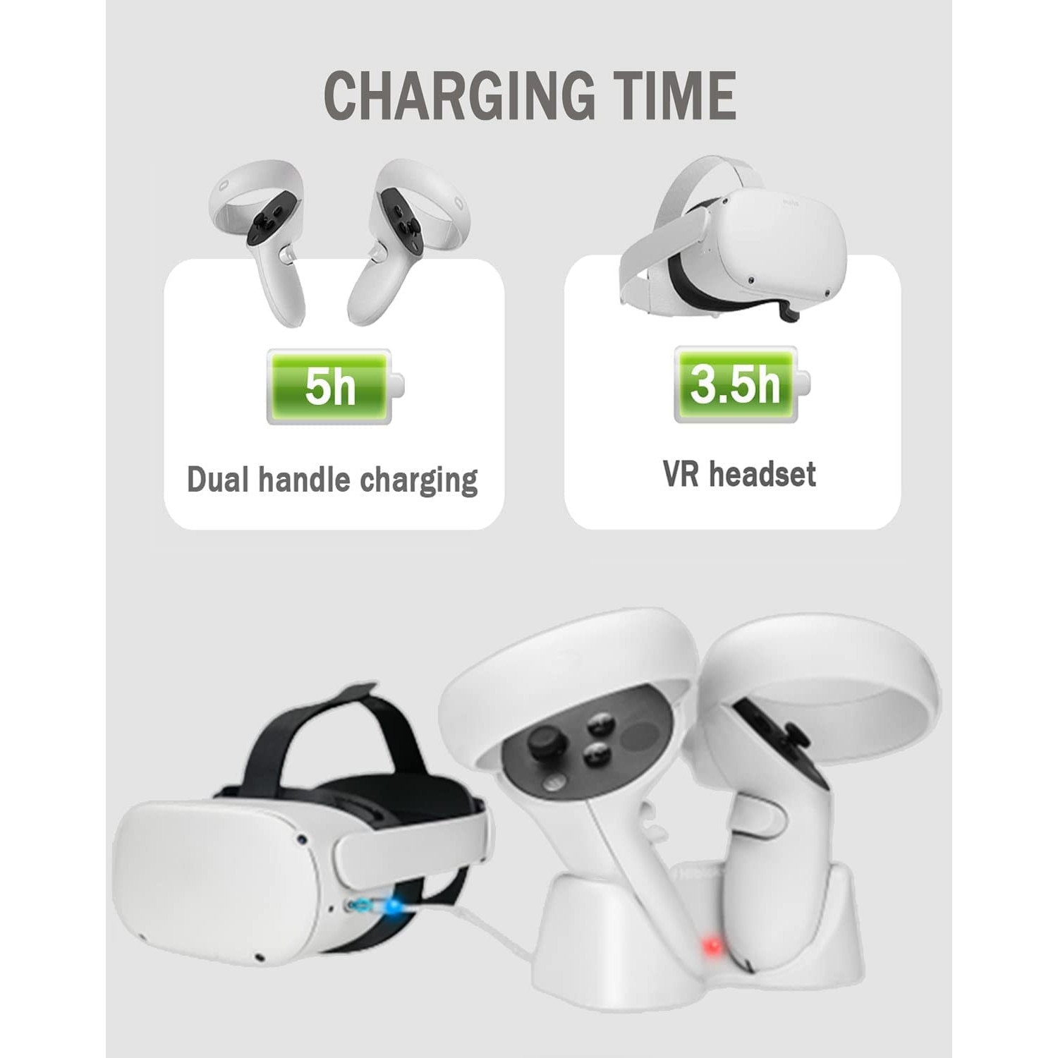 Зарядна станция за сензорен контролер Oculus Quest 2, Hnsmart, USB-C ...