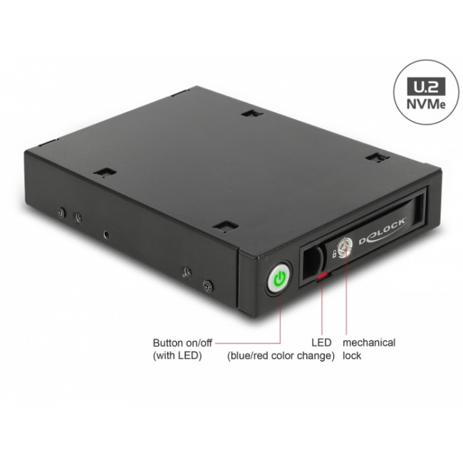 Rack extern Delock 3.5″ pentru 1 x 2.5″ U.2 NVMe SSD sau SATA / SAS HDD ...