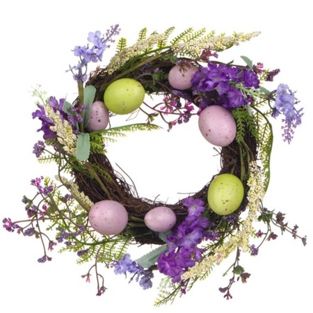Coronita pentru Paste, cu model oua colorate si flori, Multicolor, 25 ...