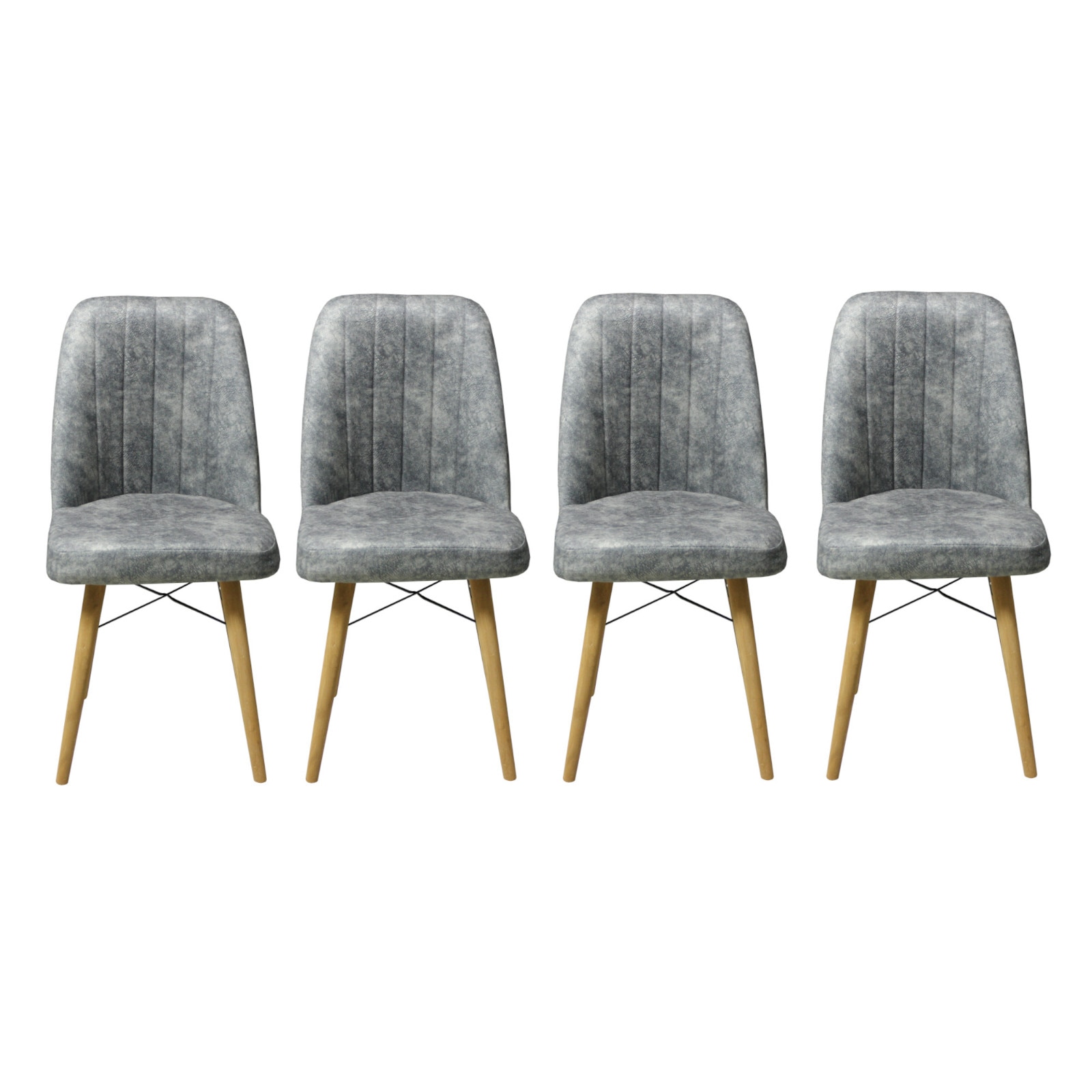 Set 6 scaune Atena, cadru din metal, picioare din lemn, tapiterie din ...