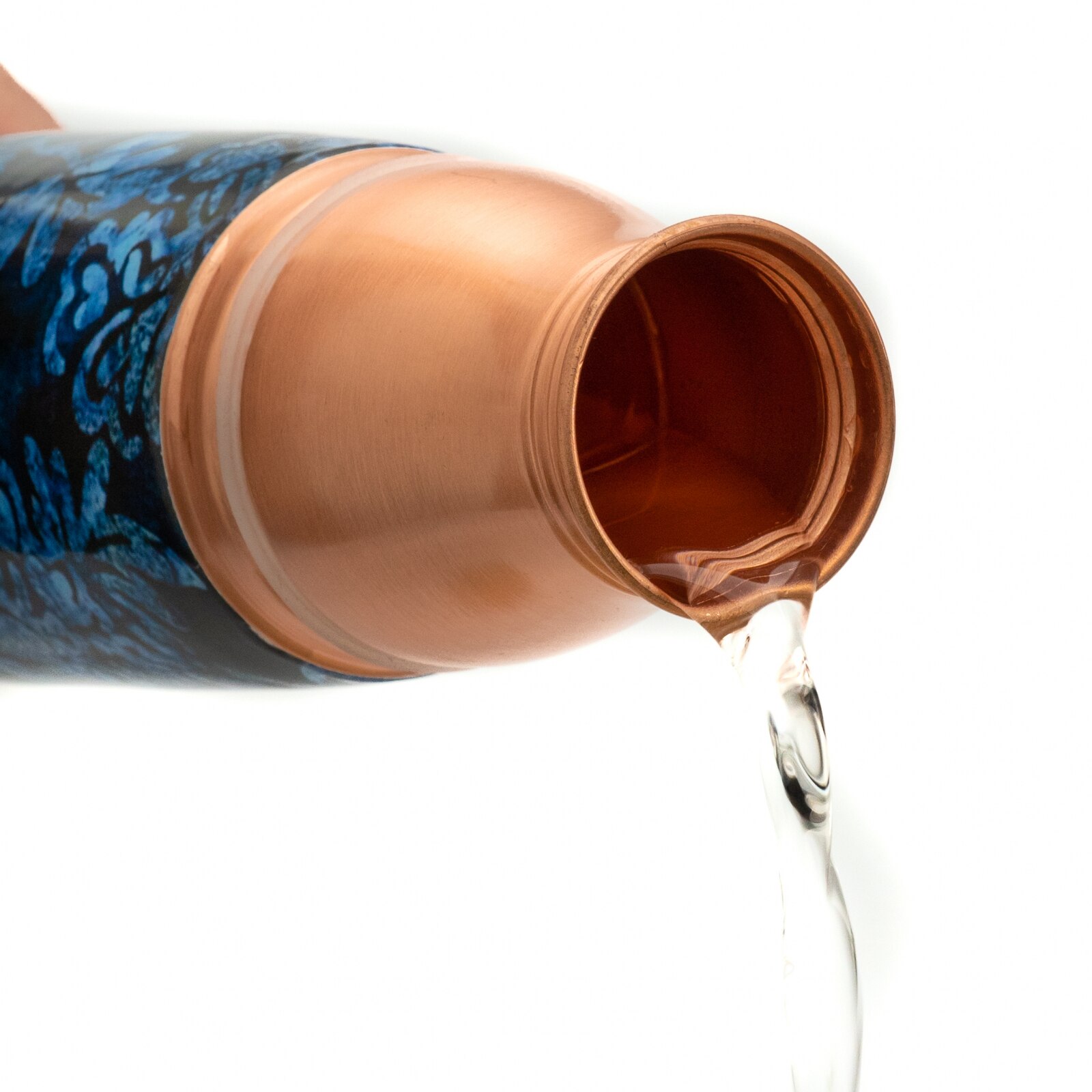 Set din cupru Flower Blue, sticla si 2 pahare, Multicolor - eMAG.ro