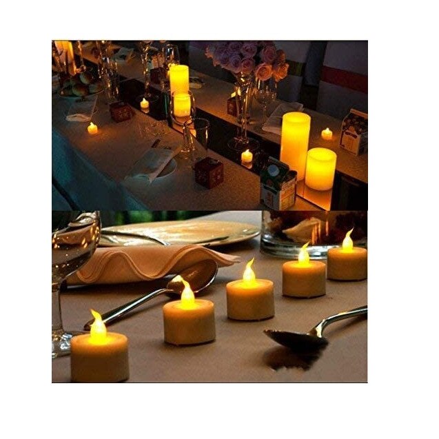 Set de 12 lumanari cu LED Jzk, lumina galbena, plastic, alb, 3,4 x 3,7 ...