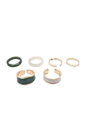 Inele ”Natural”, diverse culori si modele, reglabile, set 6 bucati ...