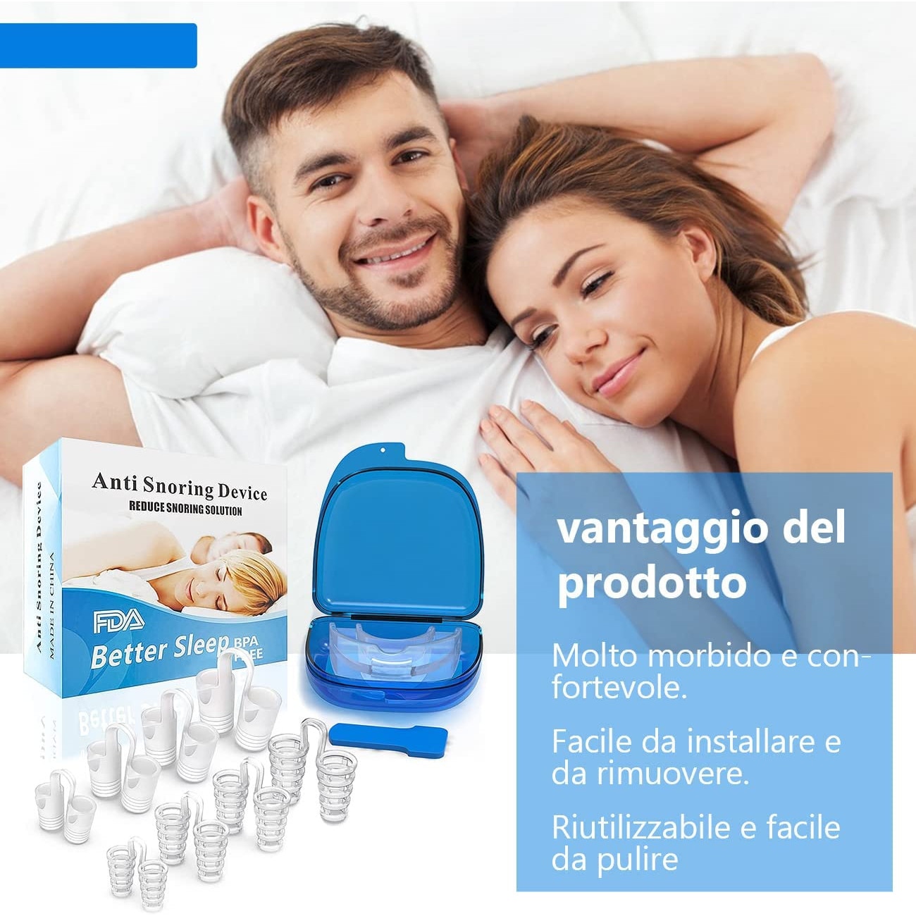 Set dispozitiv anti-sforait cu 8 dilatatoare nazale si gutiera de ...