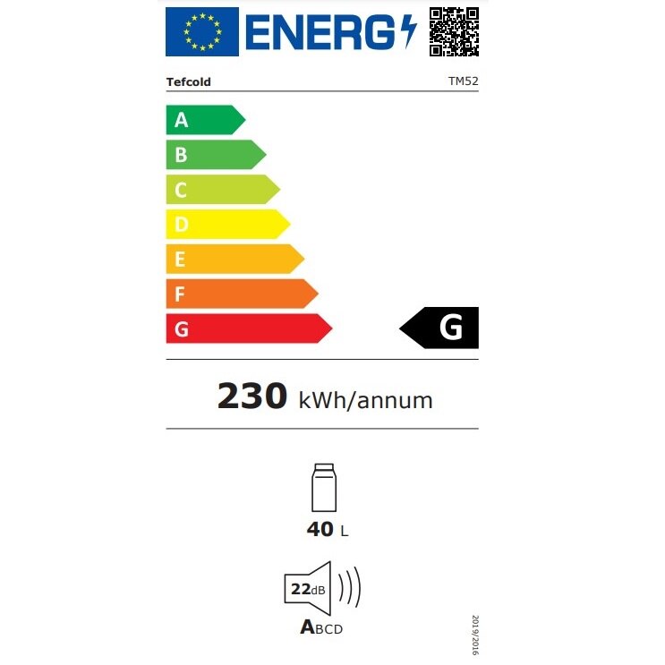 TEFCOLD TM52 Minibár hűtőszekrény, 67 cm magasság, űrtartalom 42 liter ...