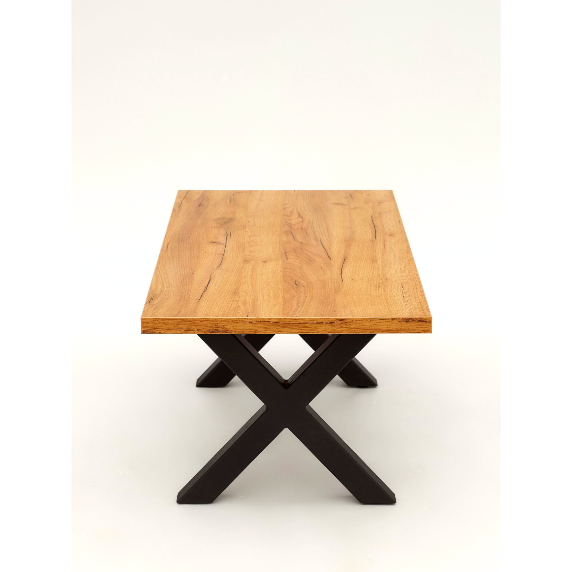 Masa Dining Victoria cu blat furnir si Picioare Metalice X, 200 x 80 x ...