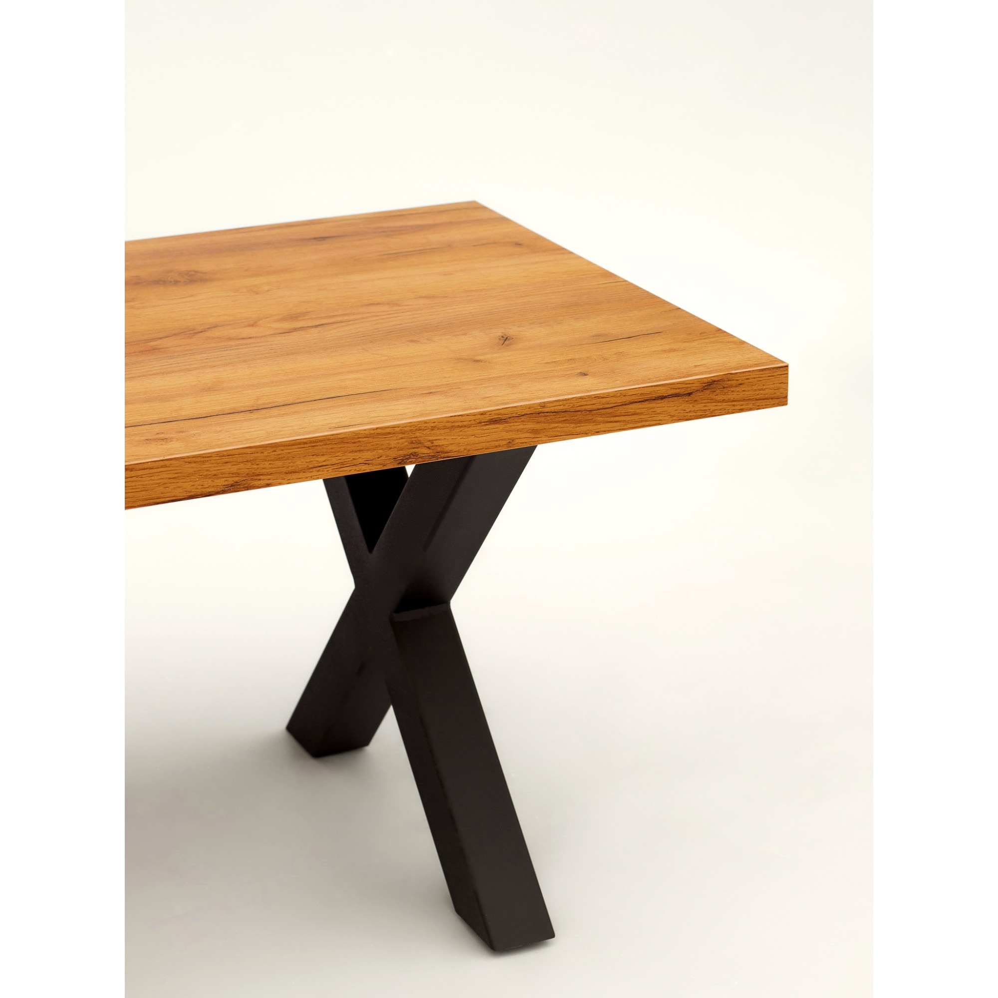 Masa Dining Victoria cu blat furnir si Picioare Metalice X, 200 x 80 x ...