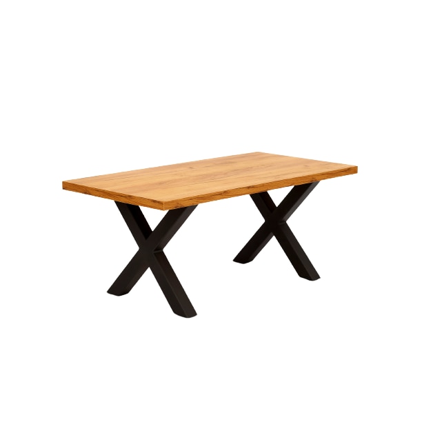 Masa Dining Victoria cu blat furnir si Picioare Metalice X, 200 x 80 x ...