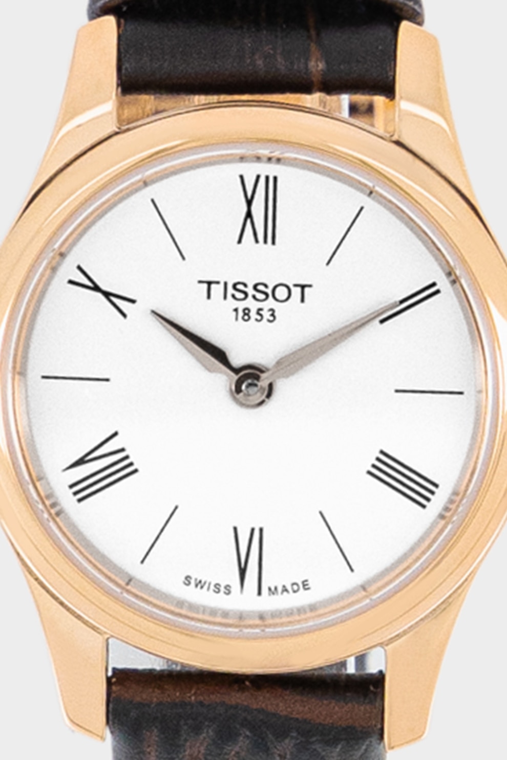 Tissot, Ceas quartz cu o curea de piele, Auriu rose, Maro inchis - eMAG.ro
