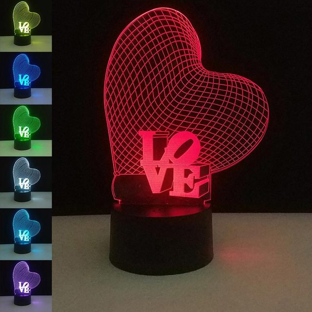Lampa led 3D, de veghe, birou, noptiera, 7 culori, alimentare USB sau ...
