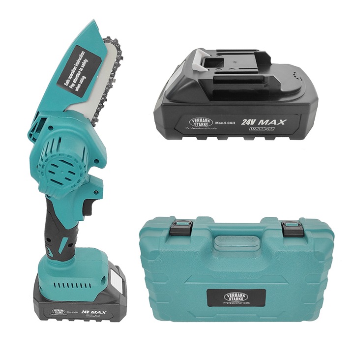 Fierastrau cu acumulator Vermark Starke, 24 V, 5 Ah, 2 Lame 4 ", 2 ...