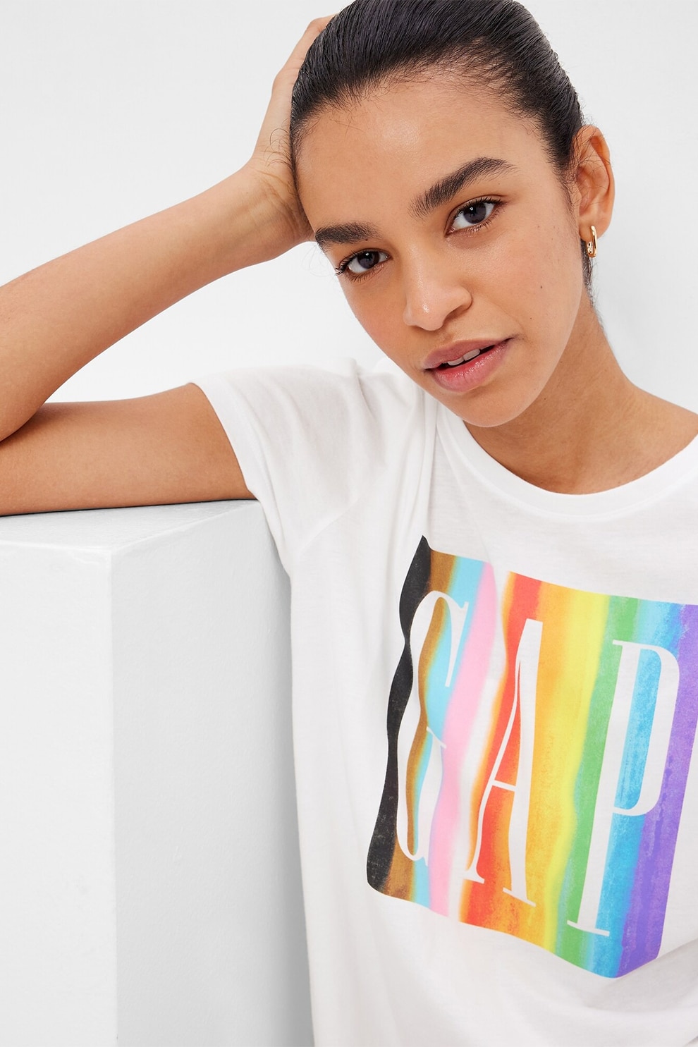 GAP, Тениска с модал с контрастно лого, Бял, S - eMAG.bg